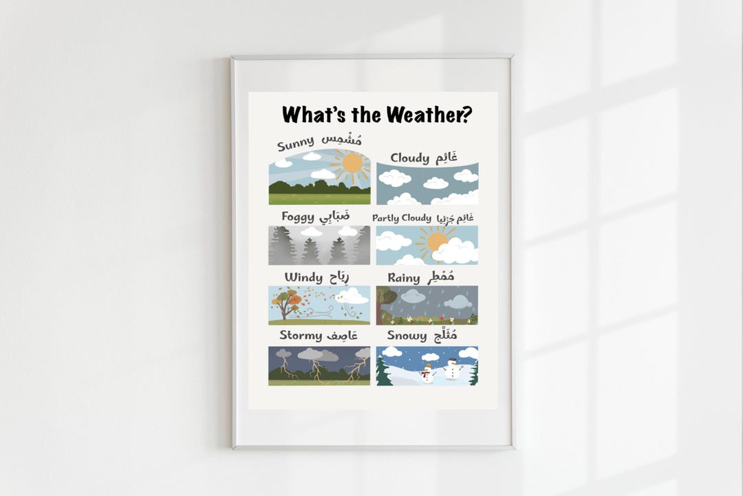 Kids English Arabic Weather Poster, Classroom Decor, Teacher Resource ...