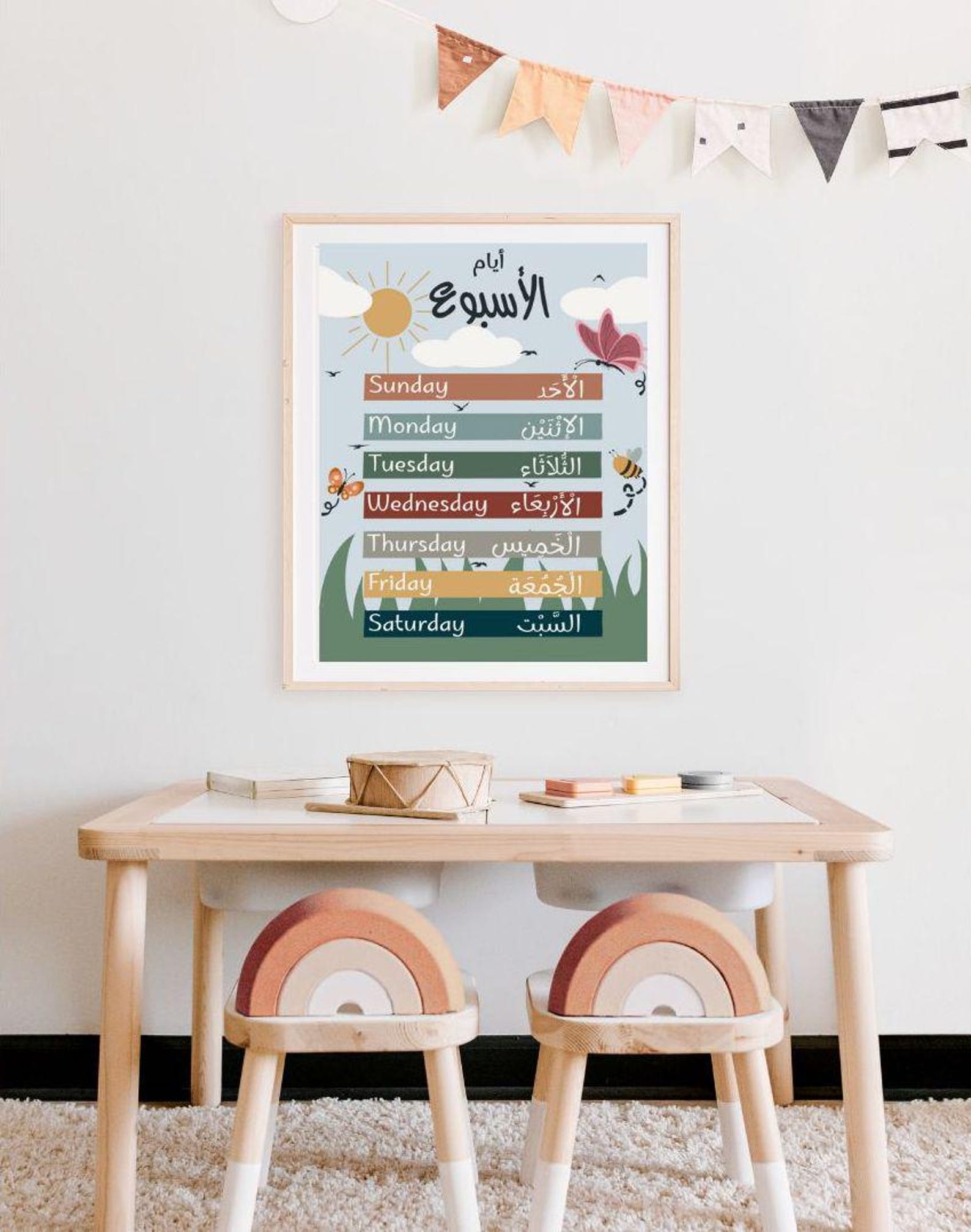 Days of the Week Arabic Poster, Arabic Educational Poster, Arabic Kids ...