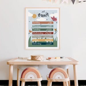 Days of the Week Arabic Poster, Arabic Educational Poster, Arabic Kids ...