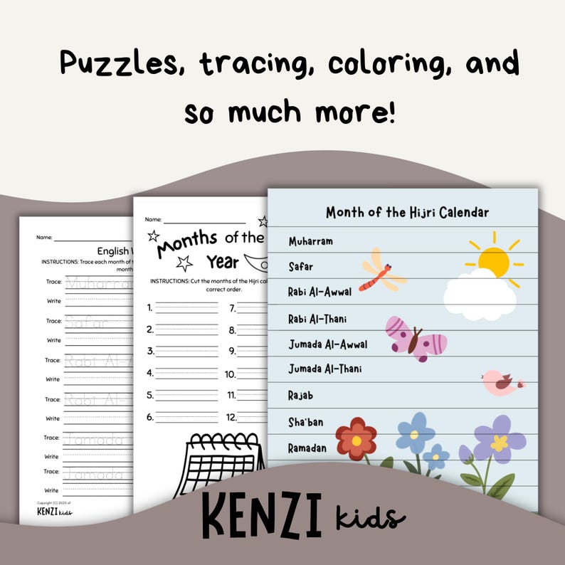 Hijri Calendar Worksheets, Islamic Months Activity Sheet for Kids ...