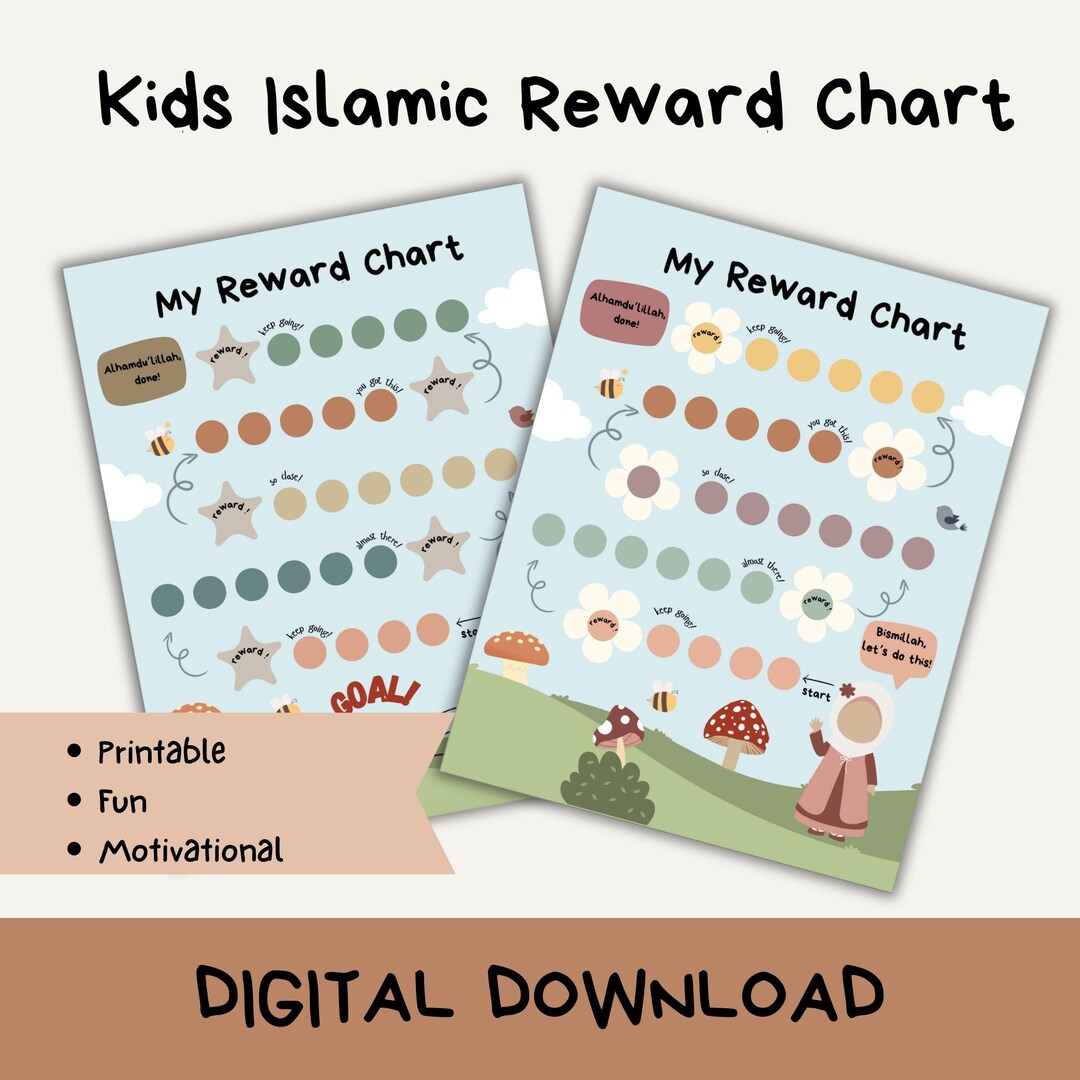 Kids Islamic Reward Chart Printable – Positive Behavior Tracker, Chore ...