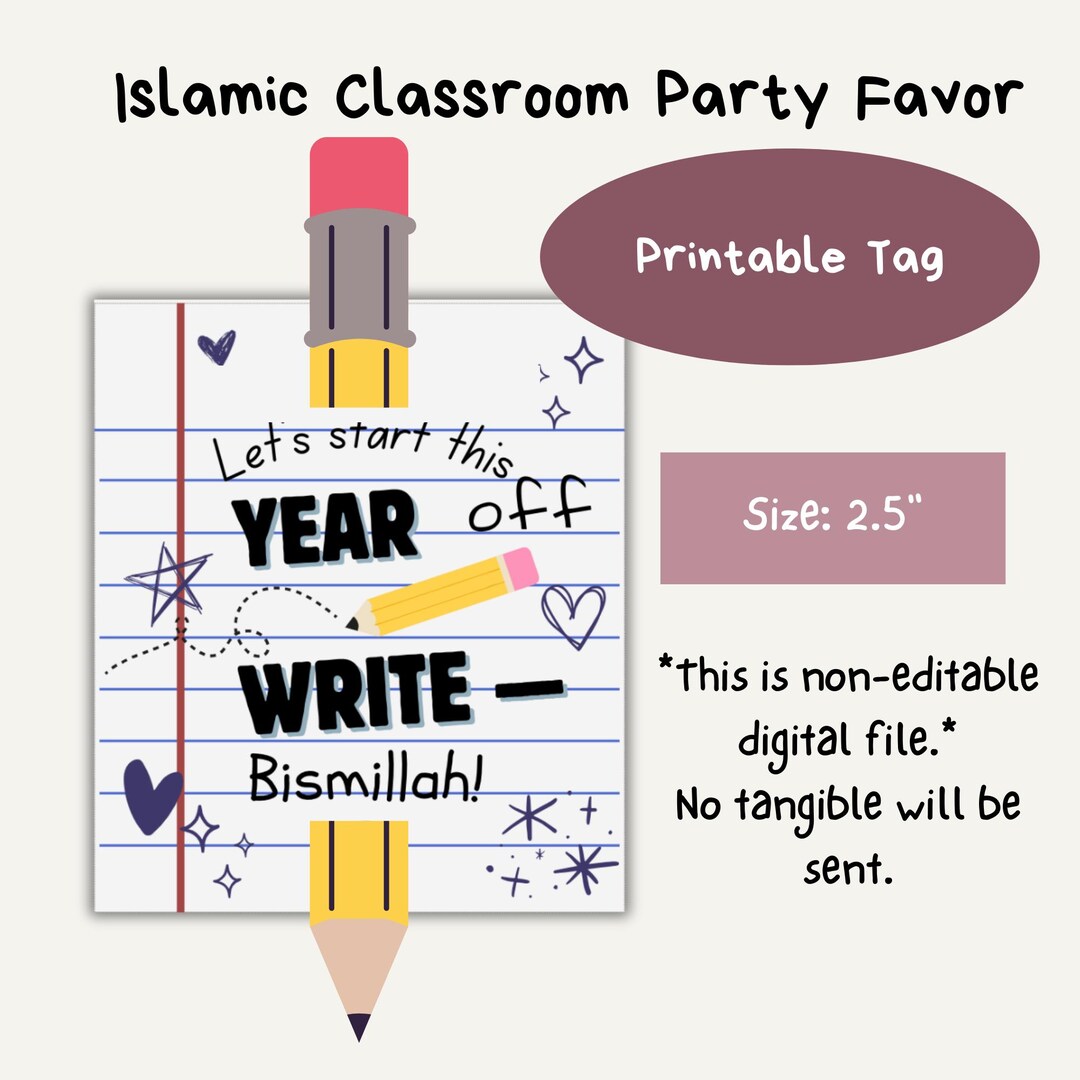 Printable Muslim Back to School Tag | Muslim Classroom Favors for Kids ...