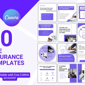 50 Life Insurance Instagram Templates: Editable Canva Designs (digital ...