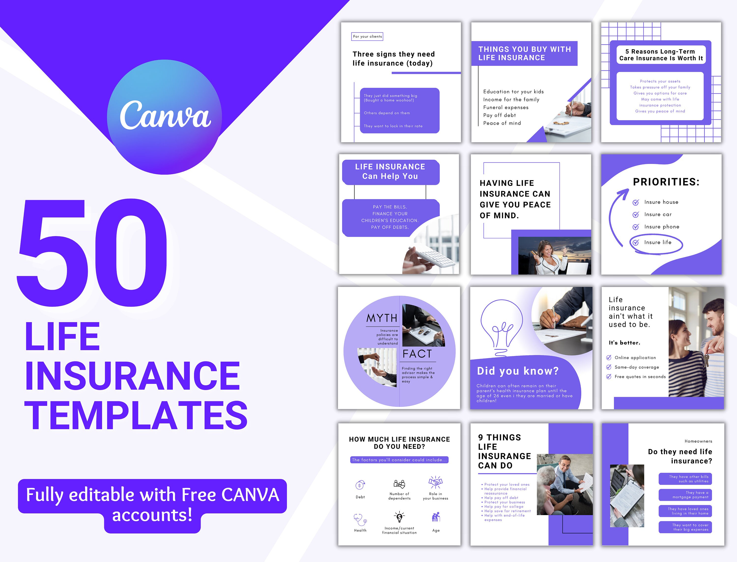 NEW LAUNCH!! 50 Life Insurance Templates | Instagram Templates | Ready ...