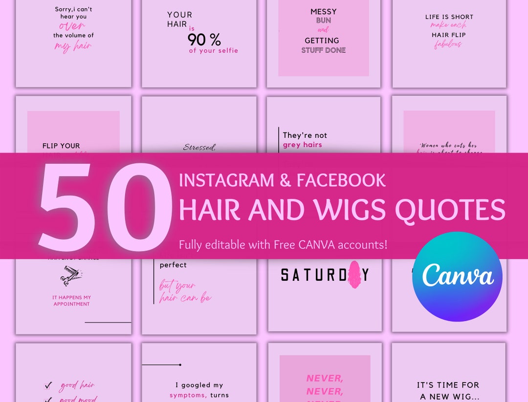 50 Hair & Wig Quotes: Instagram Canva Templates - Etsy