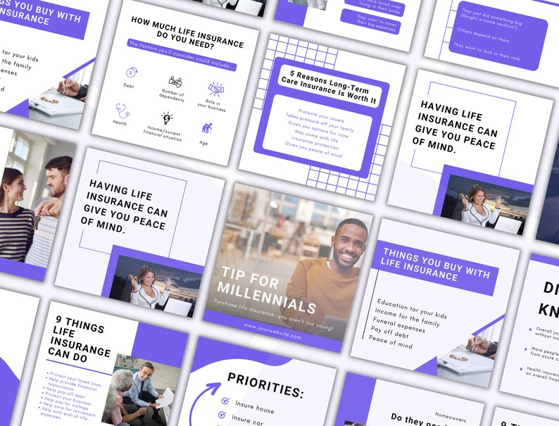 50 Life Insurance Instagram Templates: Editable Canva Designs (digital ...