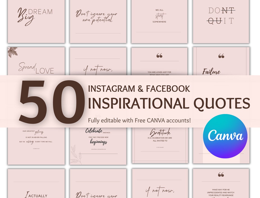 50 Inspirational Quotes | Instagram Posts | Social Media Templates ...