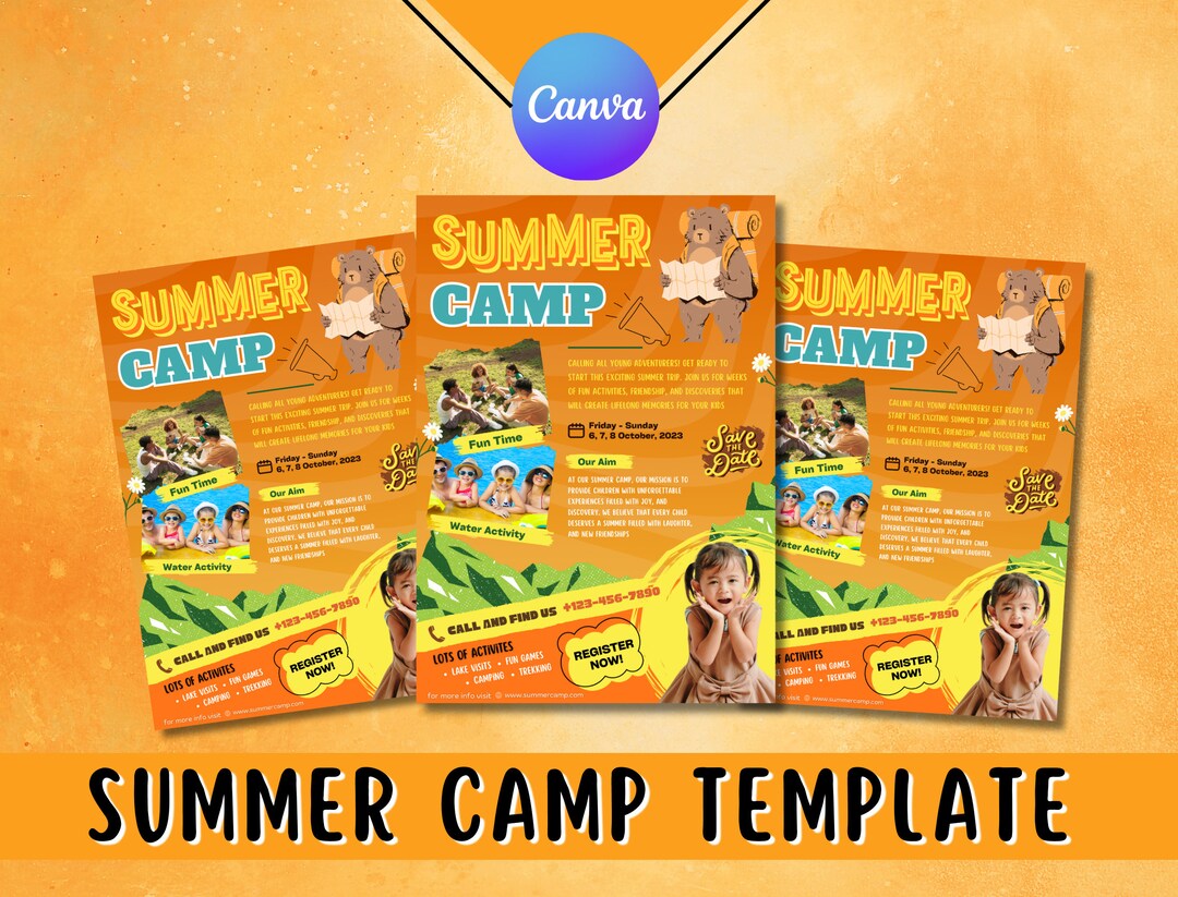 Editable Summer Camp Flyer Template: Kids Event Invite (digital ...
