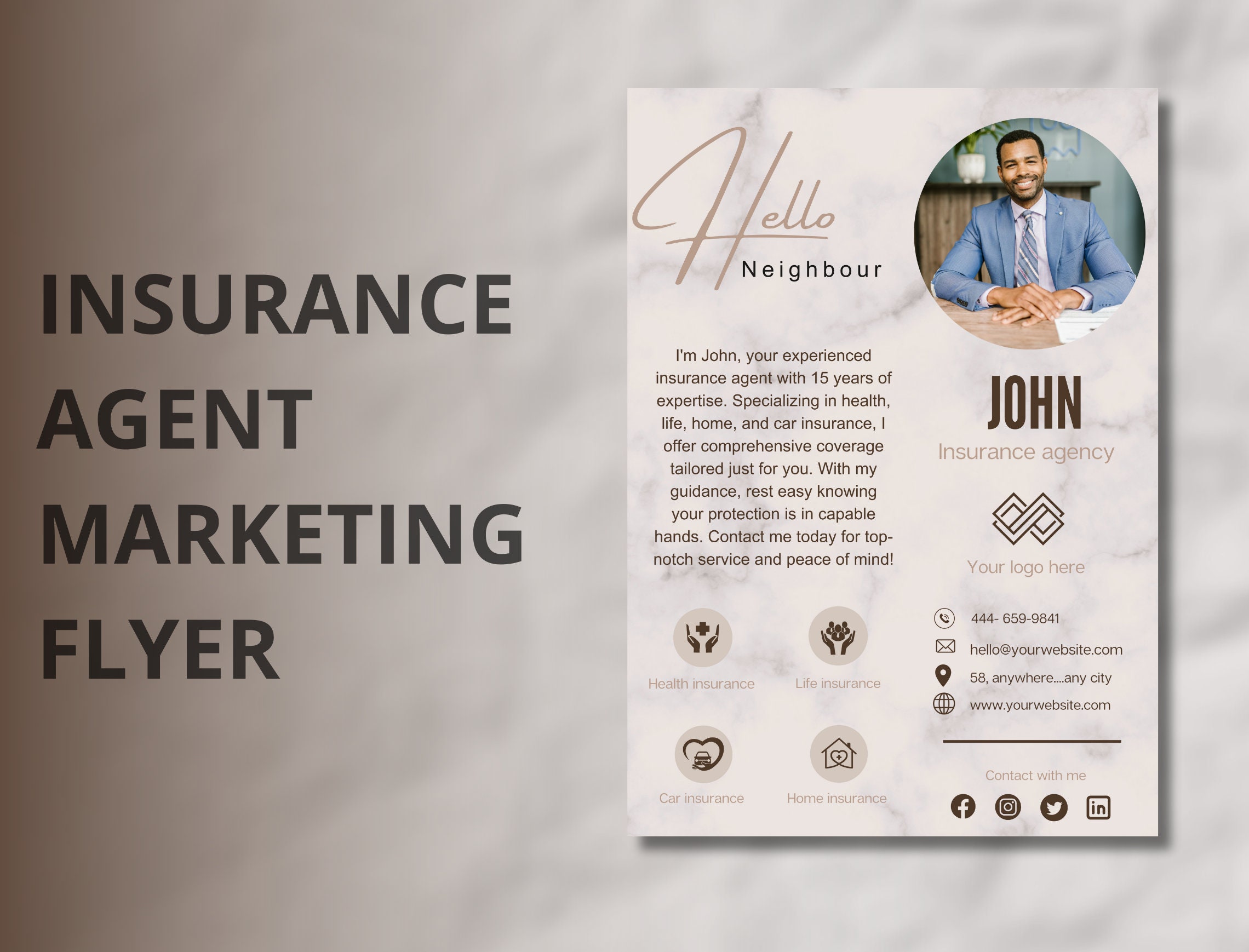 Insurance Agent Introduction Flyer Template: Customizable Design (PDF ...