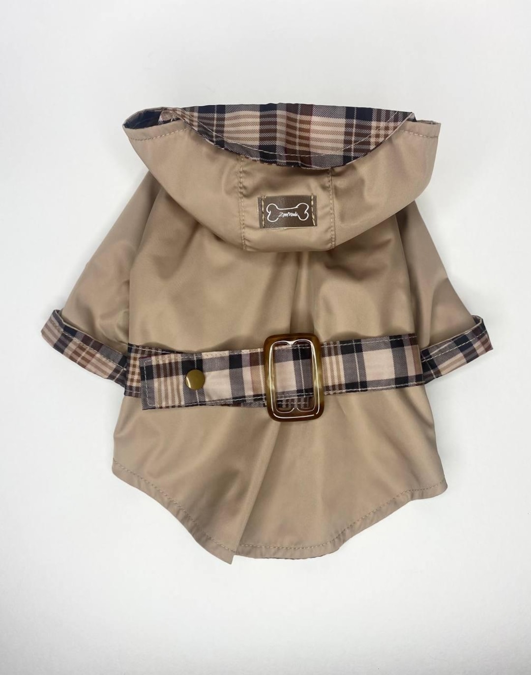 Dog Trench Coat – Classic Plaid Dog Jacket With Belt, Stylish ...