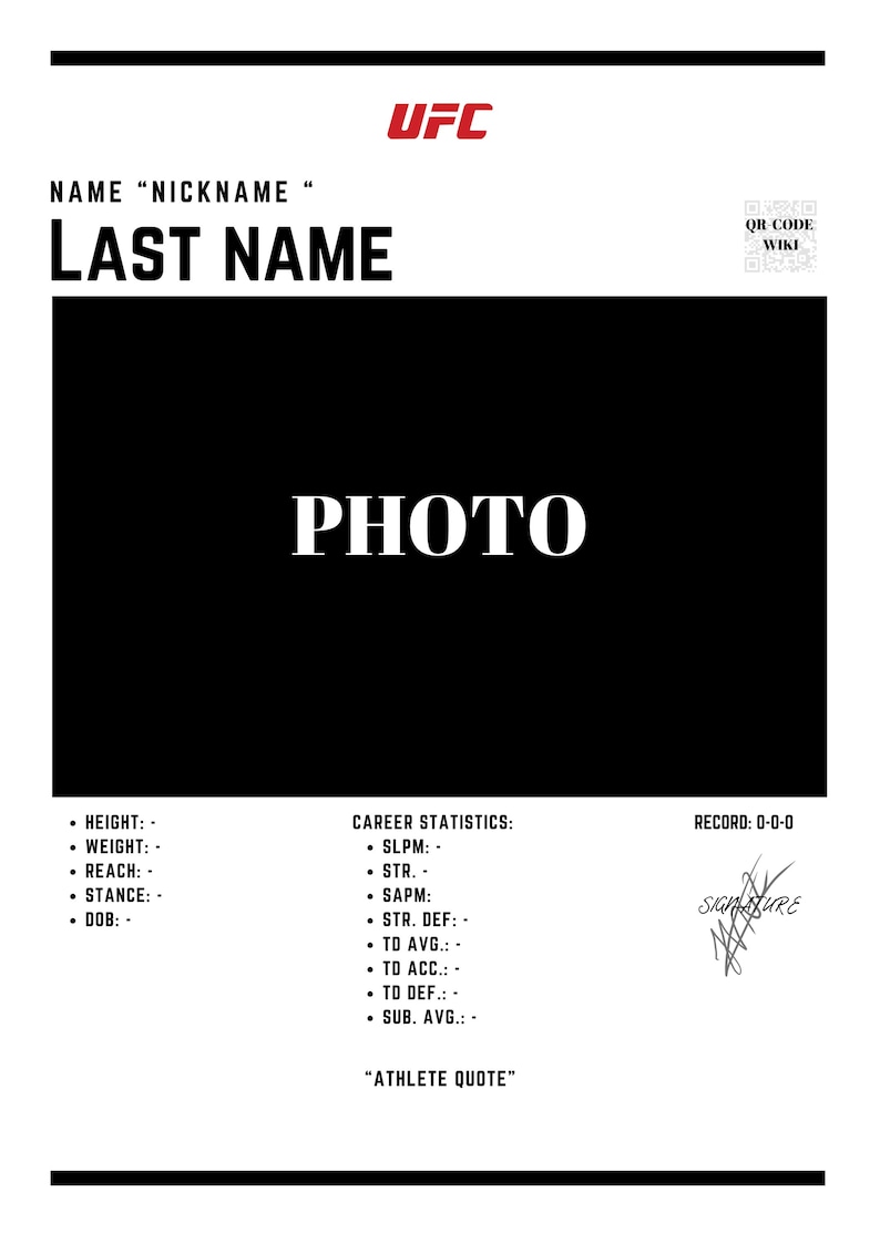 Alex Periera UFС Poster Includes Photos, Stats and More, Personalized ...