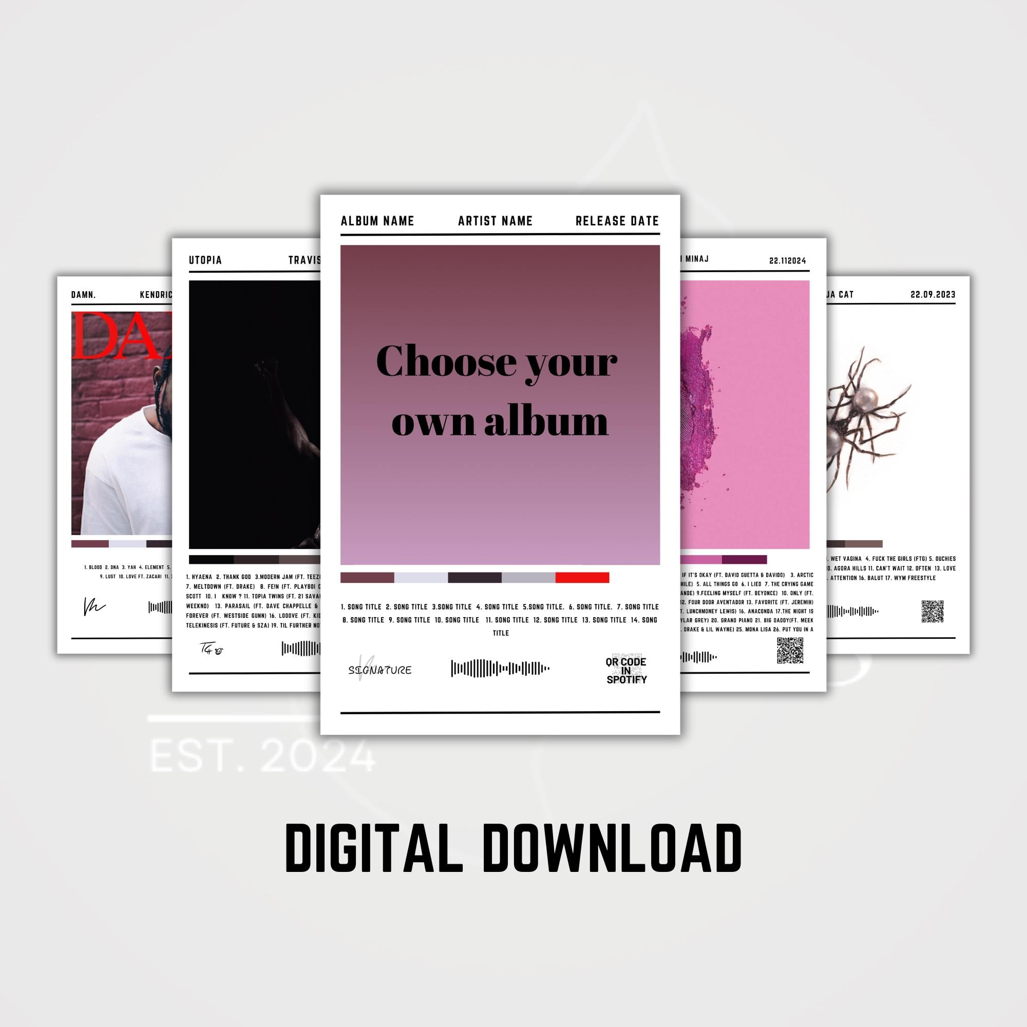 Choose Your Own Album Poster Custom Album Poster White Digital Poster ...