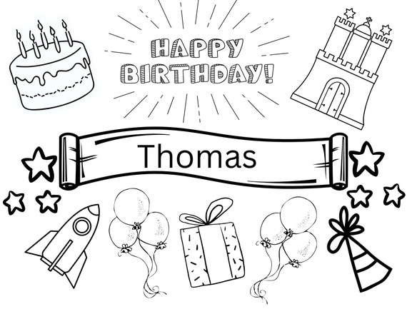Custom Birthday Color Page Name Coloring Page Personalized - Etsy