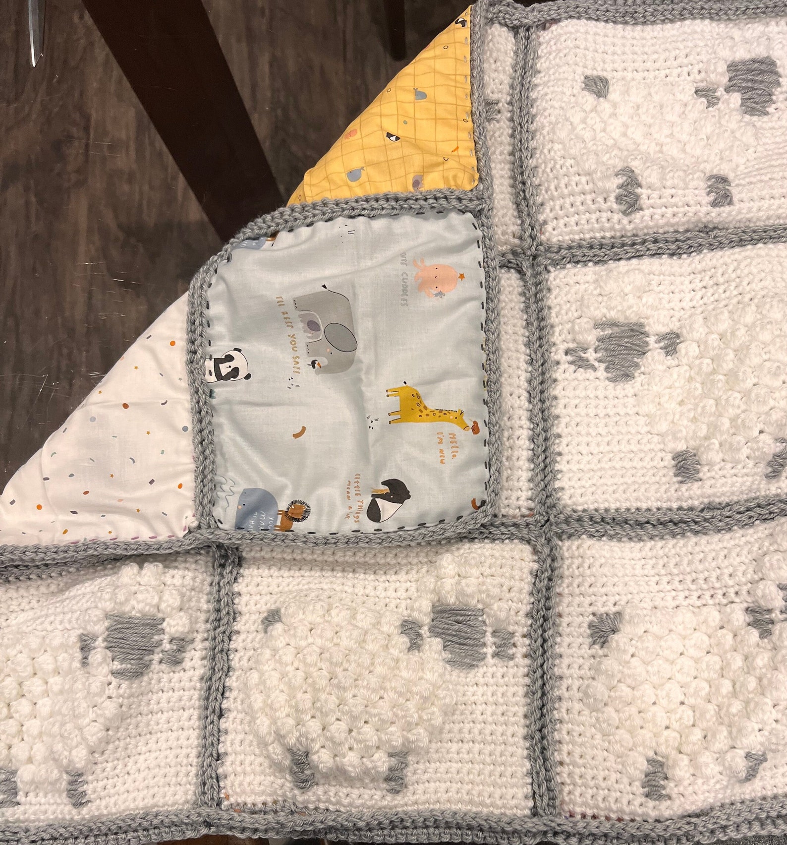 Sheep and Lamb Crochet Blanket - Double Sided - Crochet One Side Fabric ...