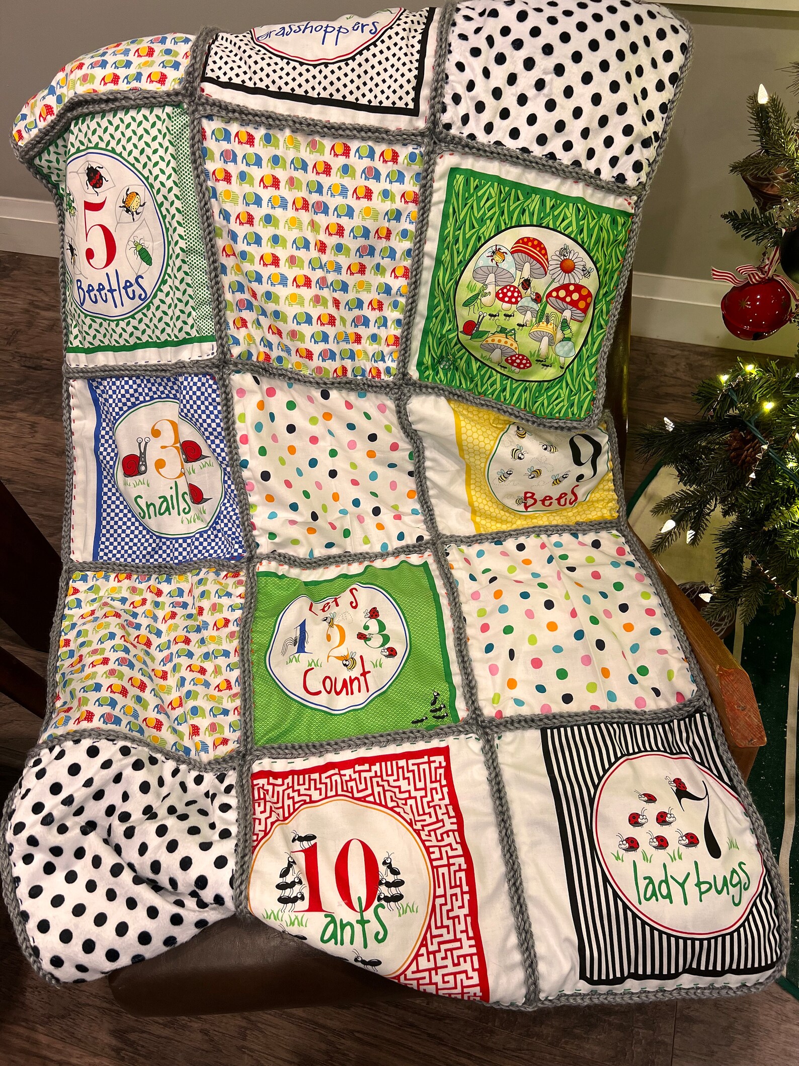 Sheep and Lamb Crochet Blanket - Double Sided - Crochet One Side Fabric ...