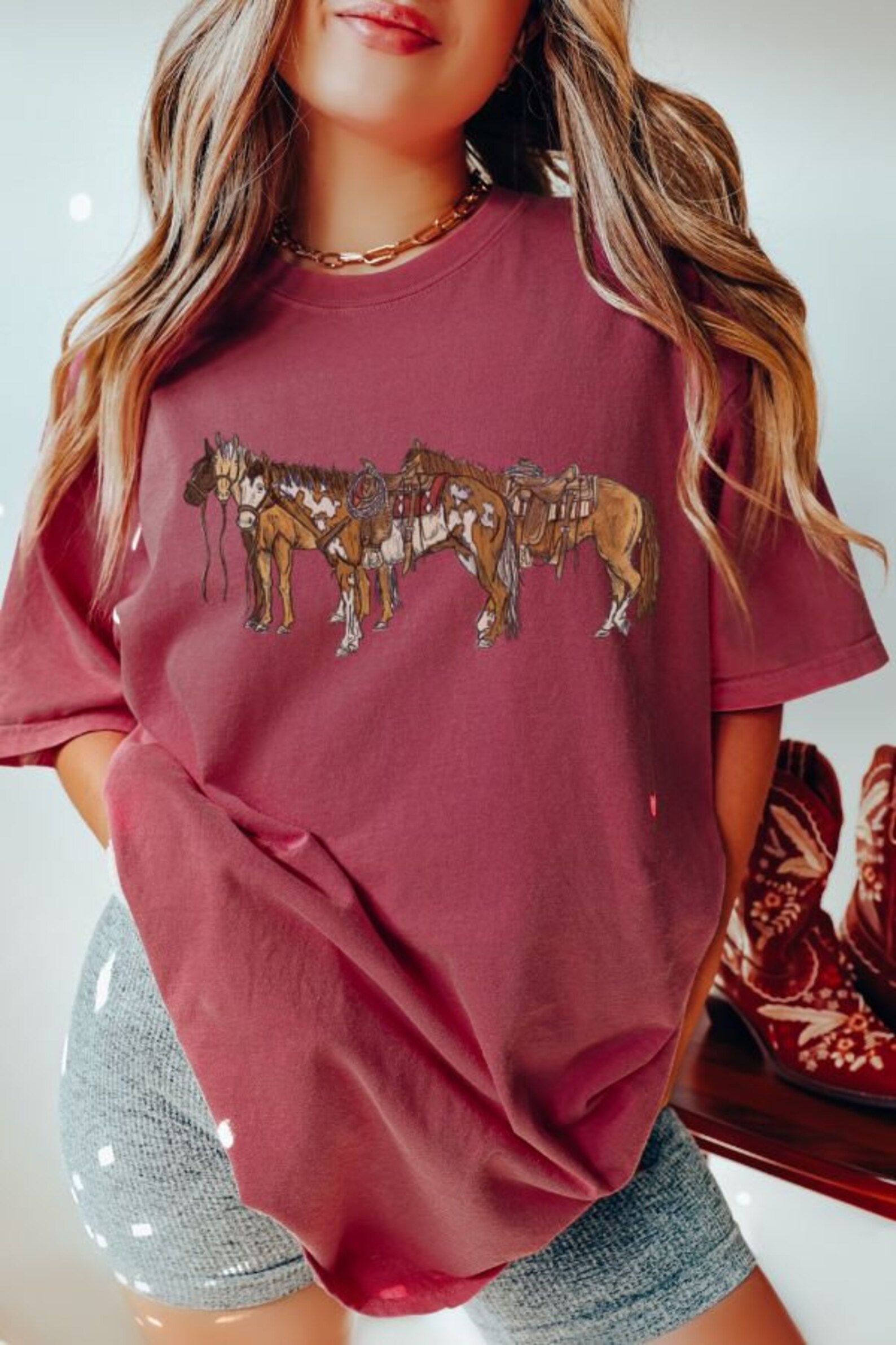 Horsin Around Comfort Colors Shirt, Western Graphic Tee, Cowgirl Tshirt ...