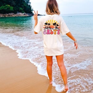 Beach Tshirt, Comfort Colors Shirt, Oversized Summer Tee, Preppy ...