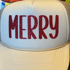 Merry Trucker Hat, Christmas Hat, Santa Hat, Cute Foam Trucker Hat ...