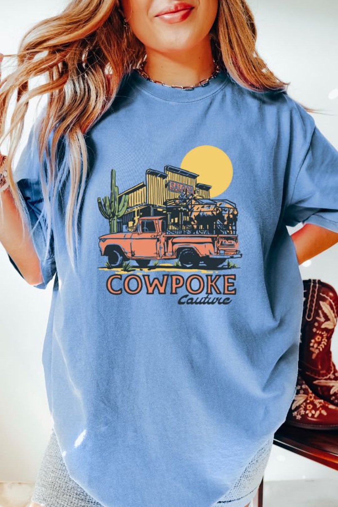 Western Graphic Tee, Retro Cowboy Tshirt, Comfort Colors Shirt, Cowgirl ...