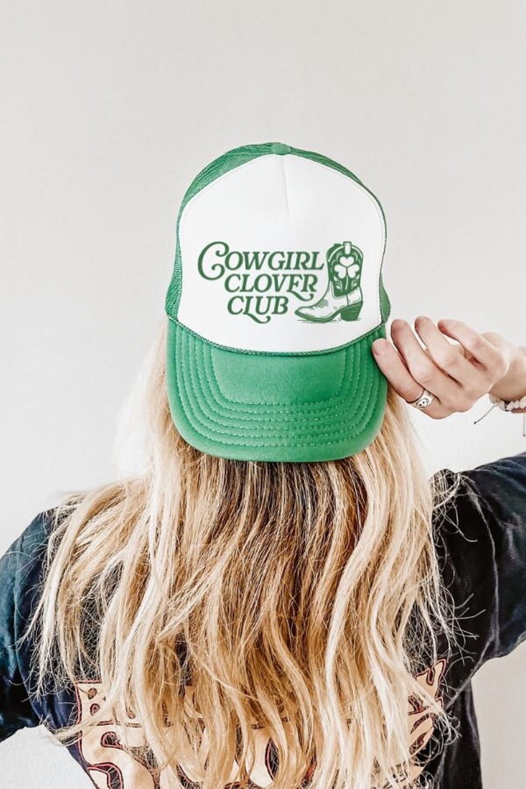 Cowgirl Clover Club Trucker Hat, Cowgirl Trucker Hat, St. Patricks Day Hat, Cute Trucker Hat ...