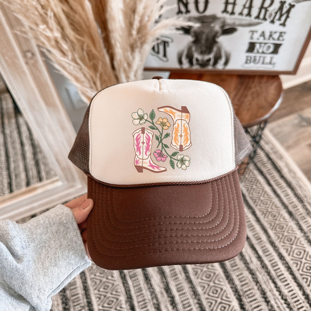 Cowboy Boots Trucker Hat, Western Trucker Hat, Cowgirl Trucker Hat ...