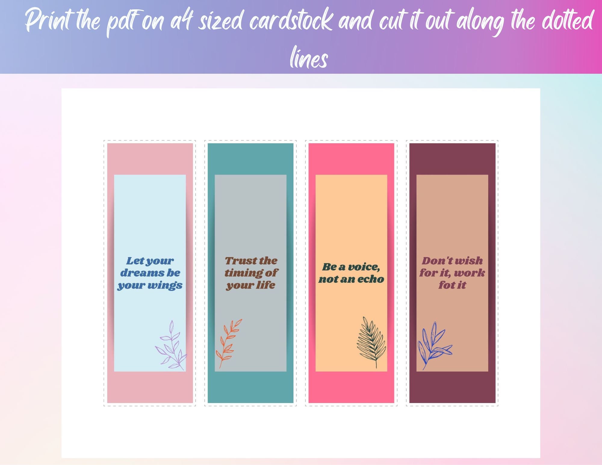 Colorful Printable Bookmarks in Minimalist Style and Unique - Etsy