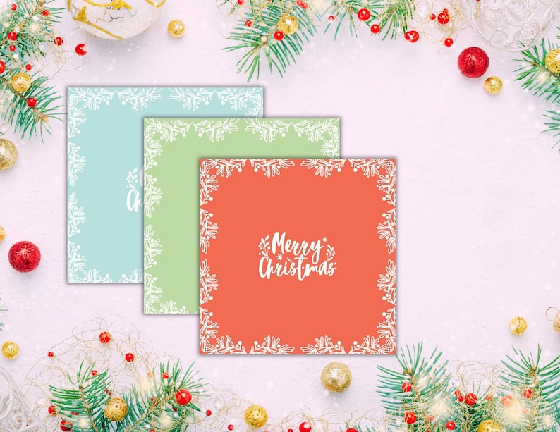 Printable Christmas Cards Bundle- 4x4 Inch Cards - Instant Download ...