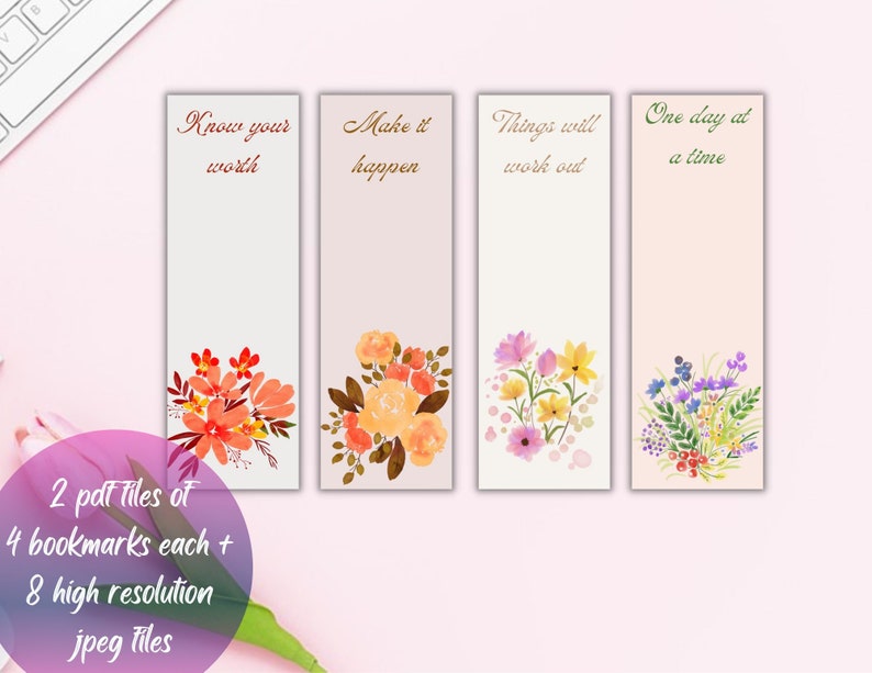Printable Bookmarks in Pastel Colors With Watercolor Floral Design for ...