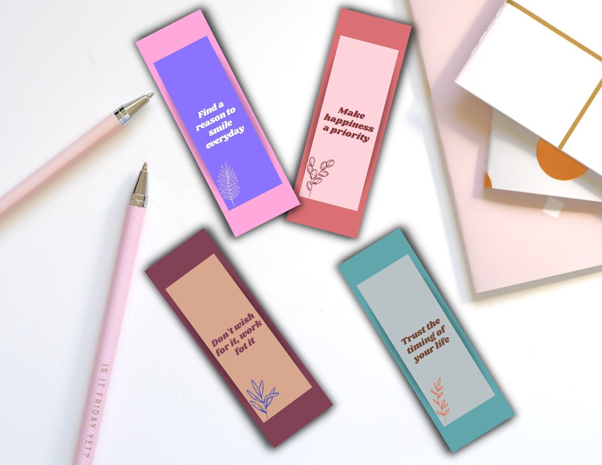 Colorful Printable Bookmarks in Minimalist Style and Unique - Etsy