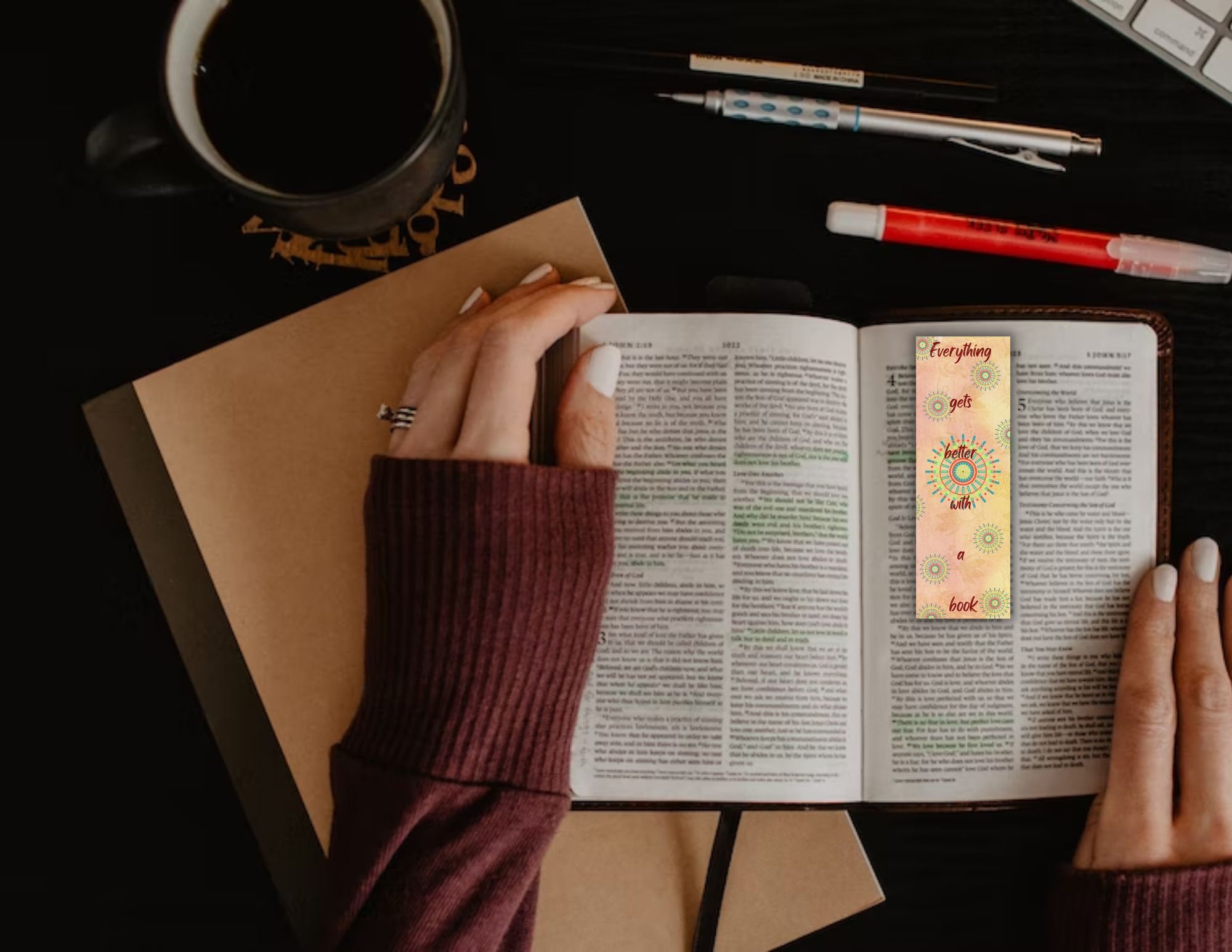 Printable Bookmarks With Mandala Art Design With Reading - Etsy