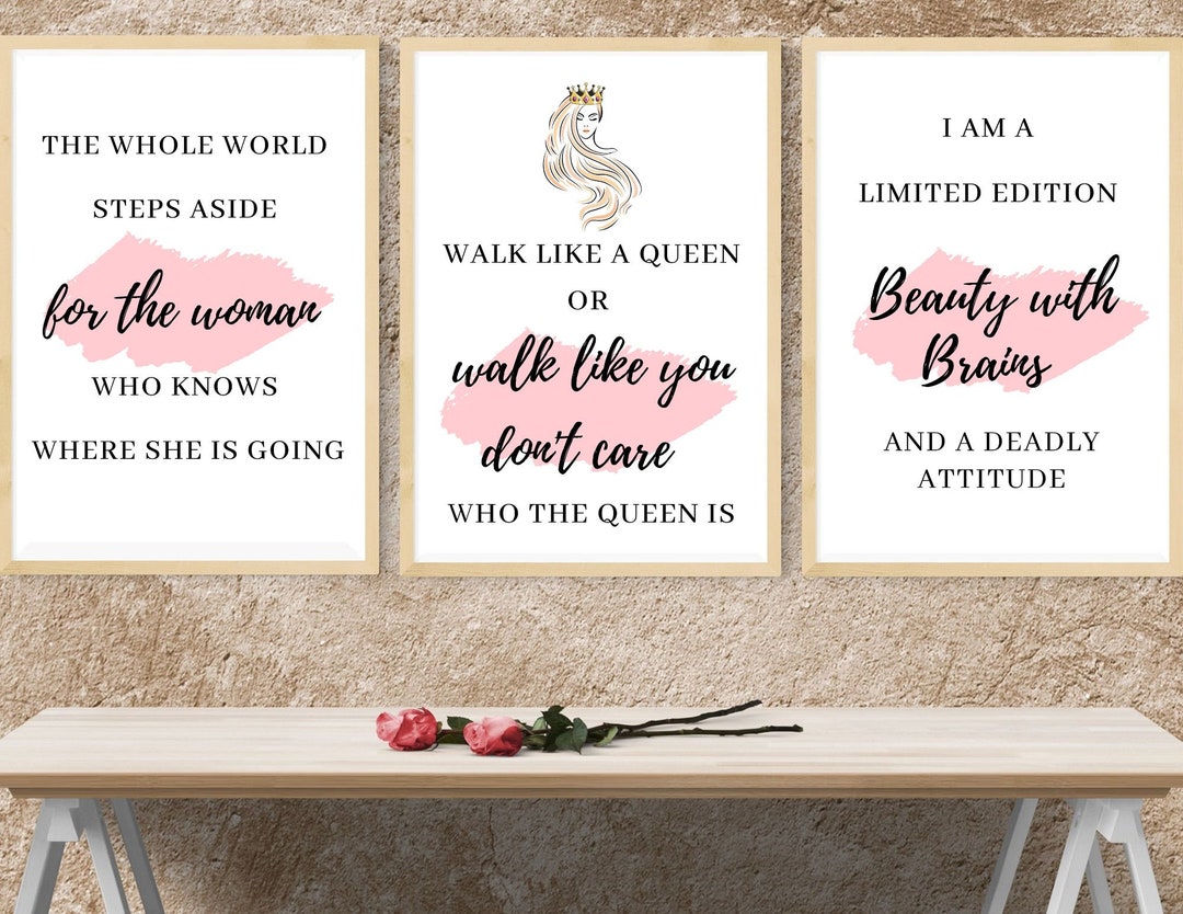 Printable Wall Art Set in Blush Pink for Feminist Motivation, Female ...