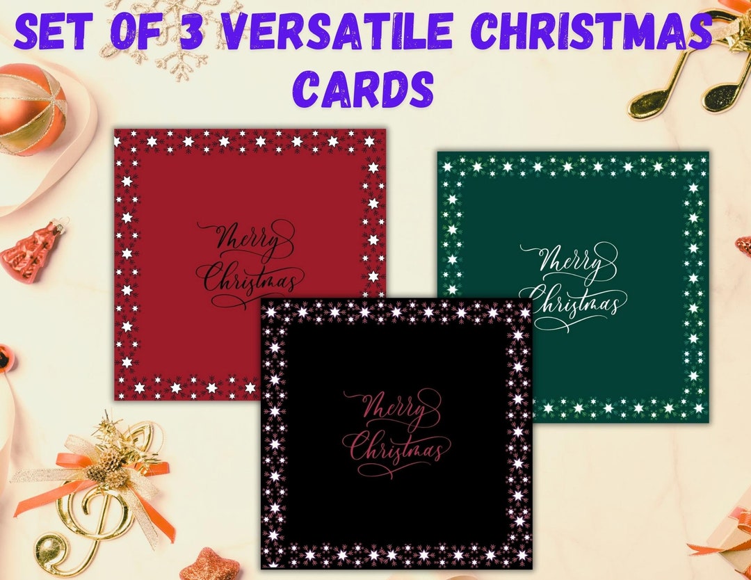 Printable Christmas Cards Bundle - 4x4 Inch Cards - Instant Download ...