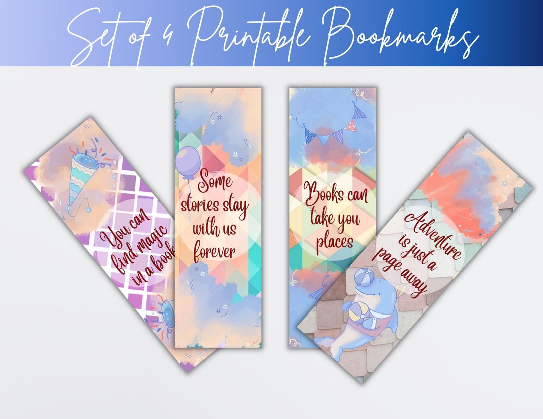 Colorful Reading Quote Bookmarks: Set of 4 (digital Download) - Etsy