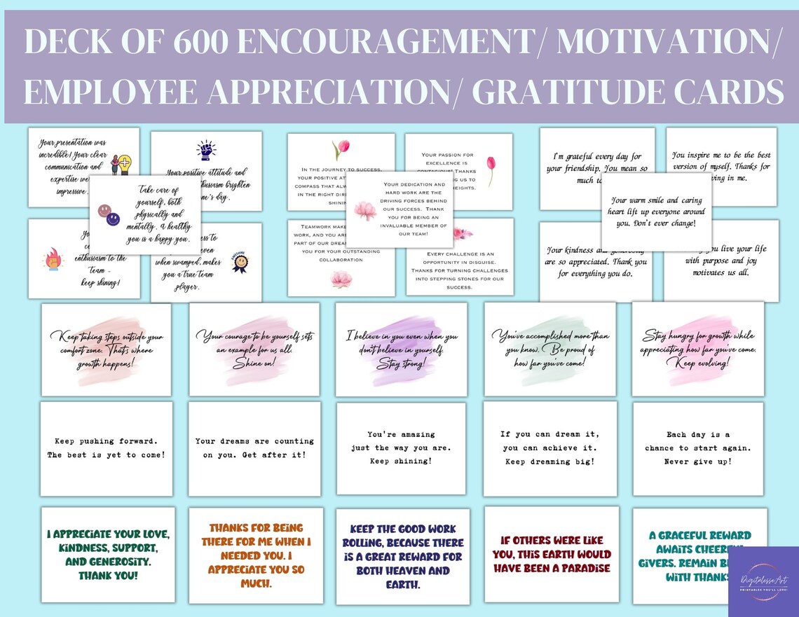 Printable Encouragement Cards for Employee Appreciation, Gratitude ...