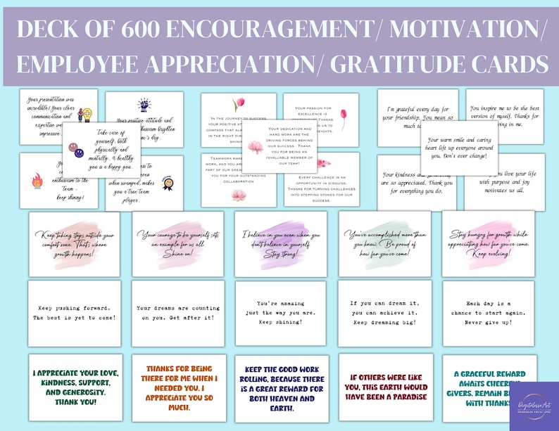 Printable Encouragement Cards: 600 Positive Affirmation Notes (digital ...