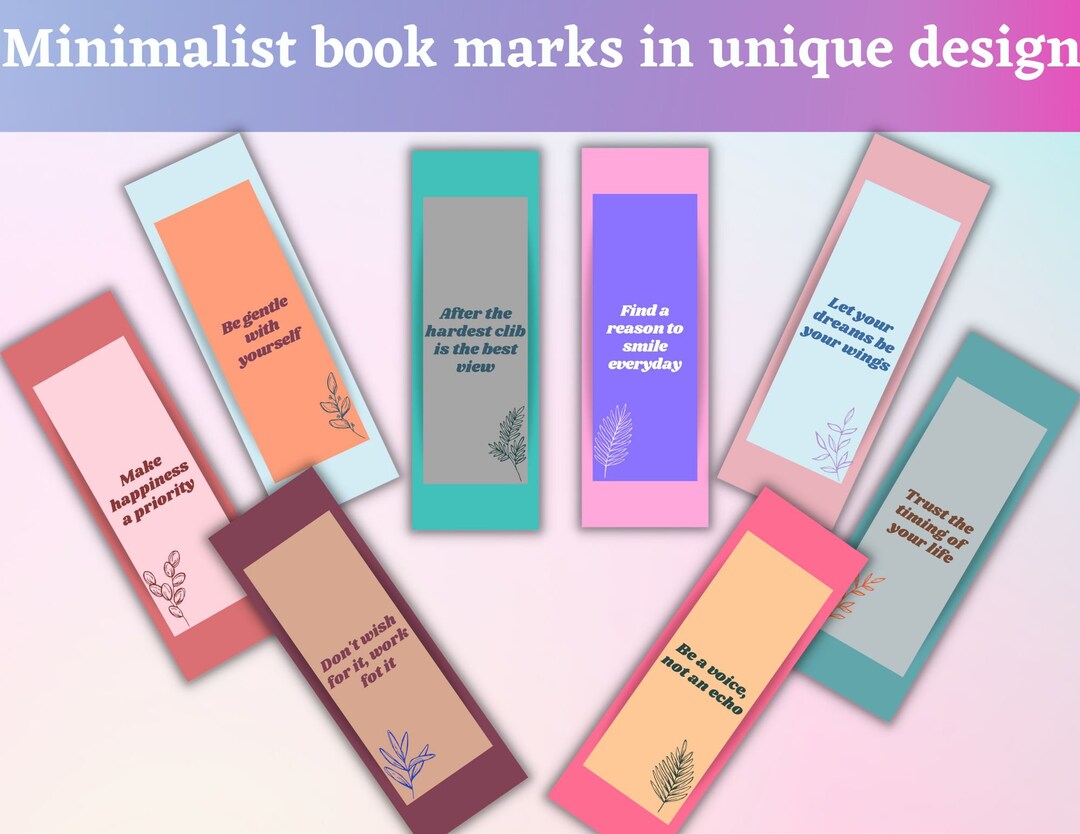 Colorful Printable Bookmarks in Minimalist Style and Unique Design for ...