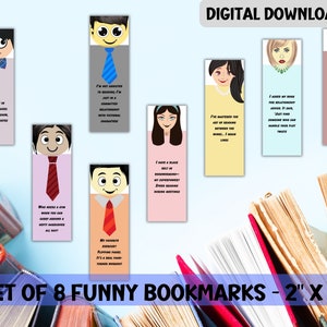 Printable Funny Bookmarks, Set of 8 Unique Designs for Bookish Gift or ...