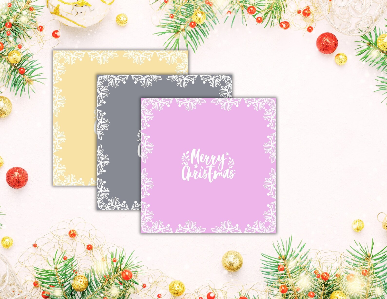 Printable Christmas Cards Bundle 4x4 Inch Cards Instant Download ...