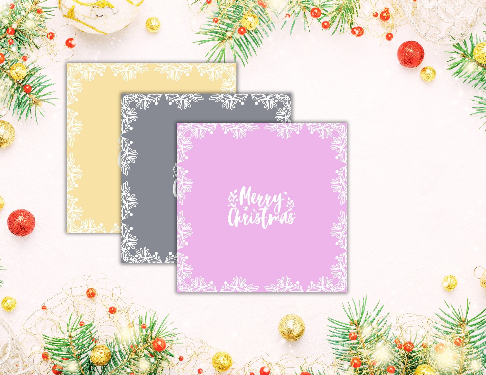 Printable Christmas Cards Bundle 4x4 Inch Cards Instant Download ...