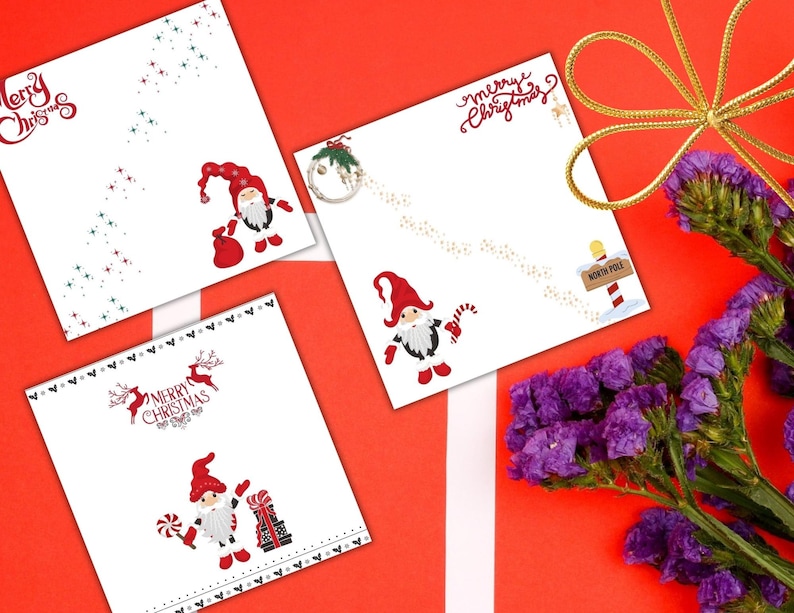 Printable Christmas Cards Bundle, DIY Santa Claus Christmas Cards ...