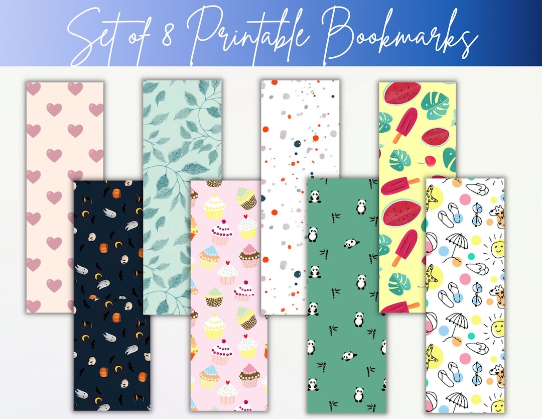 Colorful Pattern Bookmarks for Book Lovers - Set of 8 (printable) - Etsy