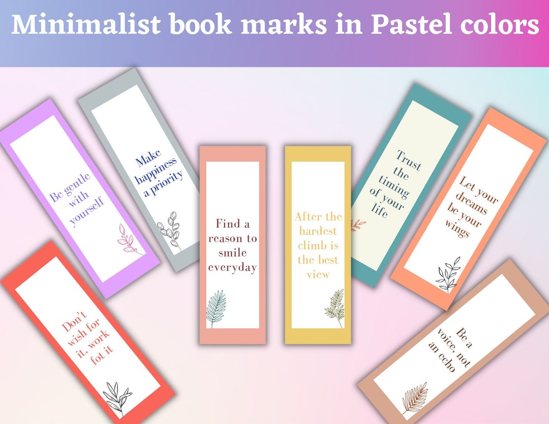 Colorful Printable Bookmarks in Minimalist Style With Inspiring Quotes ...