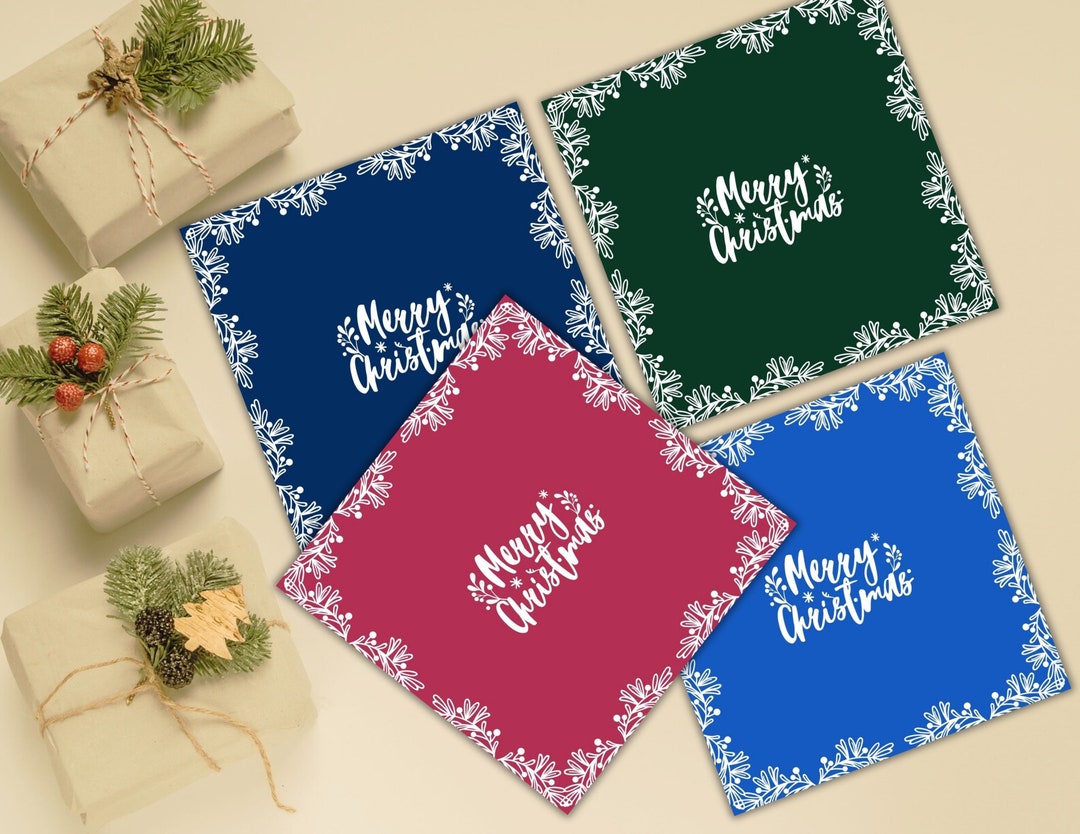 Printable Christmas Cards Bundle- 4x4 Inch Cards - Instant Download ...