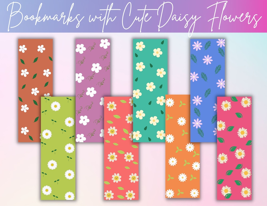 Printable Colorful Bookmarks With Daisy Flower Design for Book Lovers ...