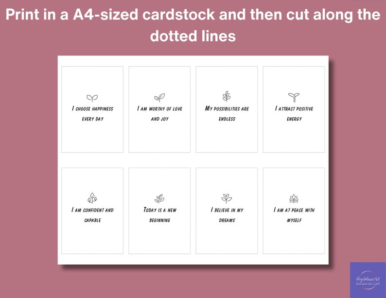 Printable Affirmation Cards For Daily Motivation Affirmation Deck For