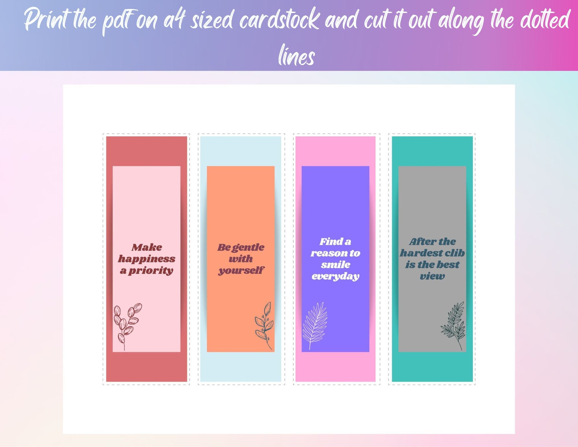 Colorful Printable Bookmarks in Minimalist Style and Unique - Etsy