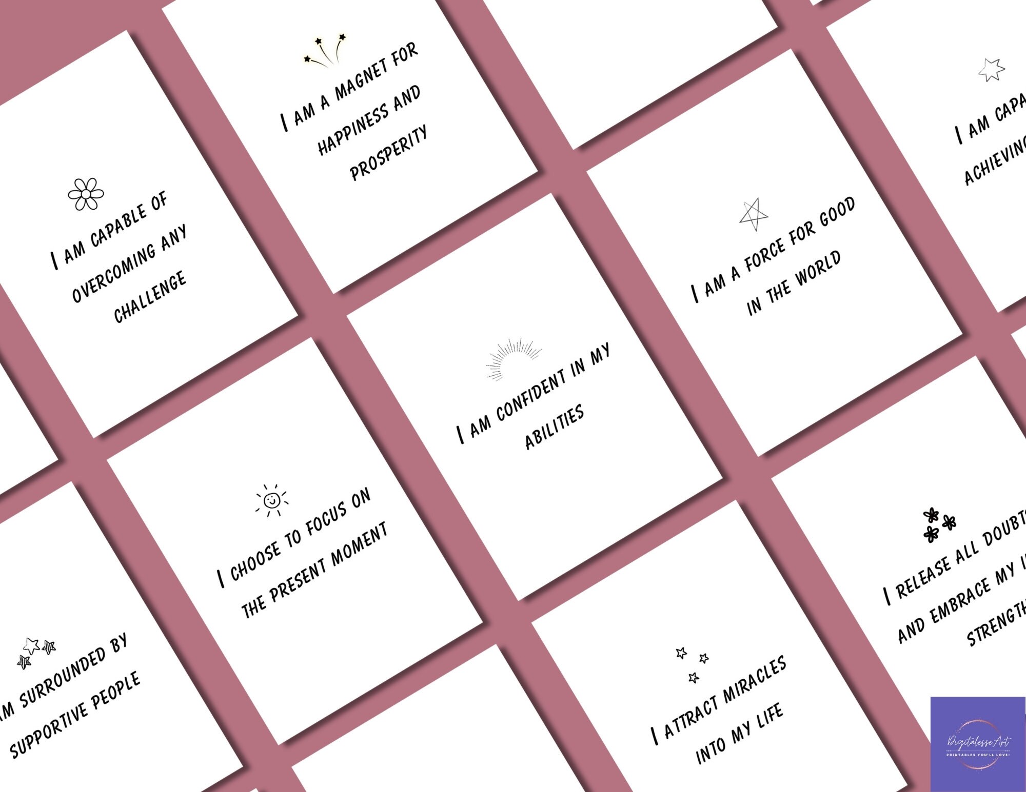 Printable Affirmation Cards For Daily Motivation Affirmation Deck For
