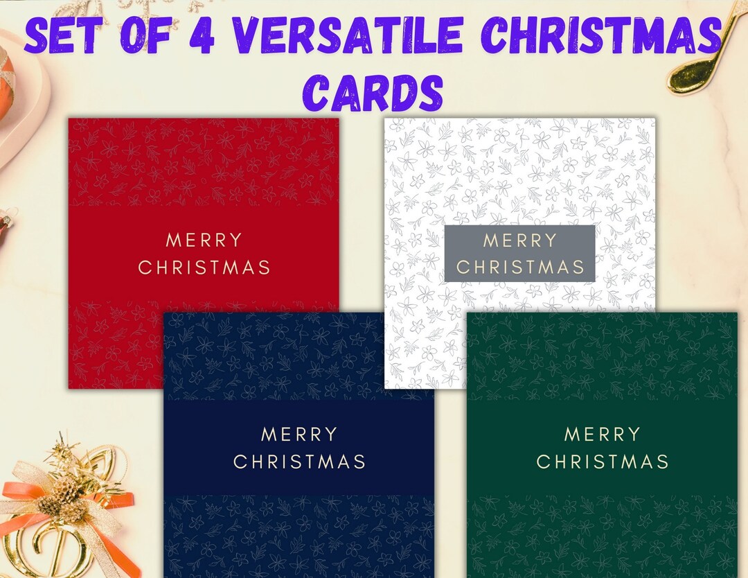 Printable Christmas Card Bundle 4x4 Inch Cards Instant - Etsy