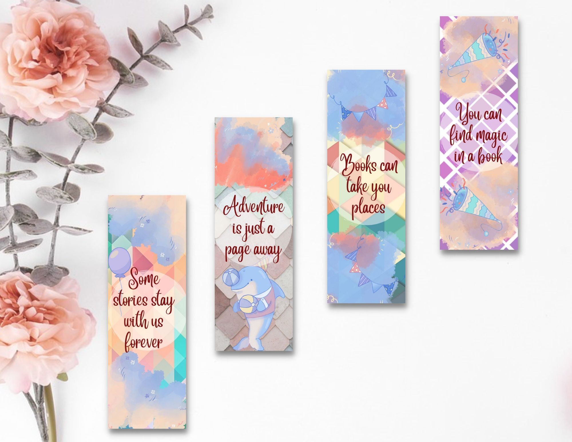 Printable Colorful Bookmarks With Reading Quotes for Book - Etsy