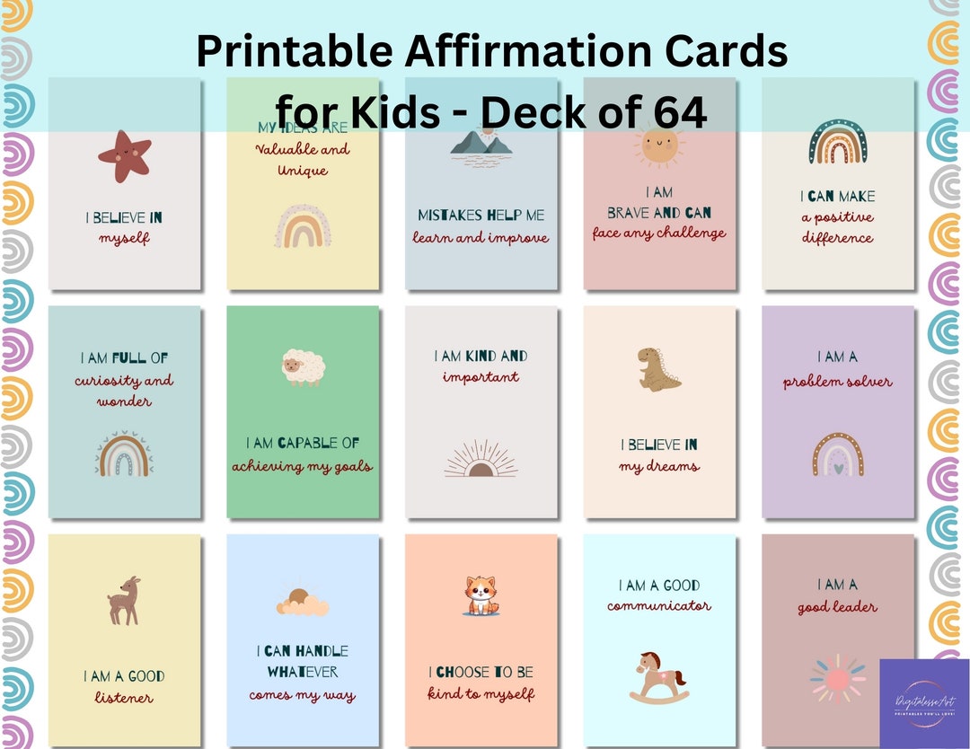 64 Printable Affirmation Cards Pack | Positive Affirmation Cards for ...